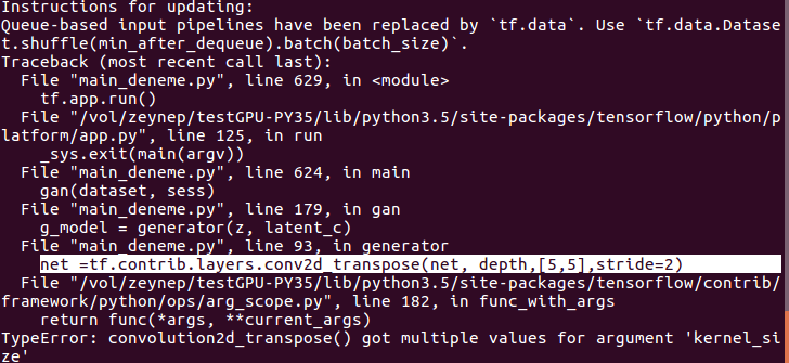 TypeError: convolution2d_transpose() got multiple values for argument ... TypeError: convolution2d_transpose() got multiple values for argument ...